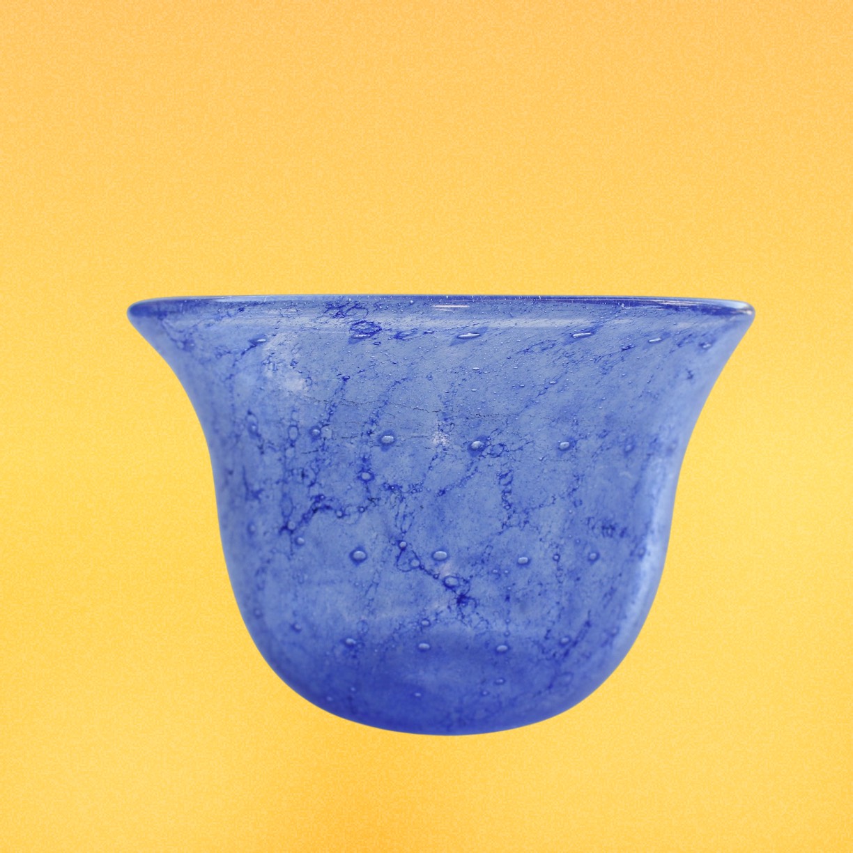 Blue Bullicante Bubble Glass Flared Bowl / Candle Votive, 3.5"