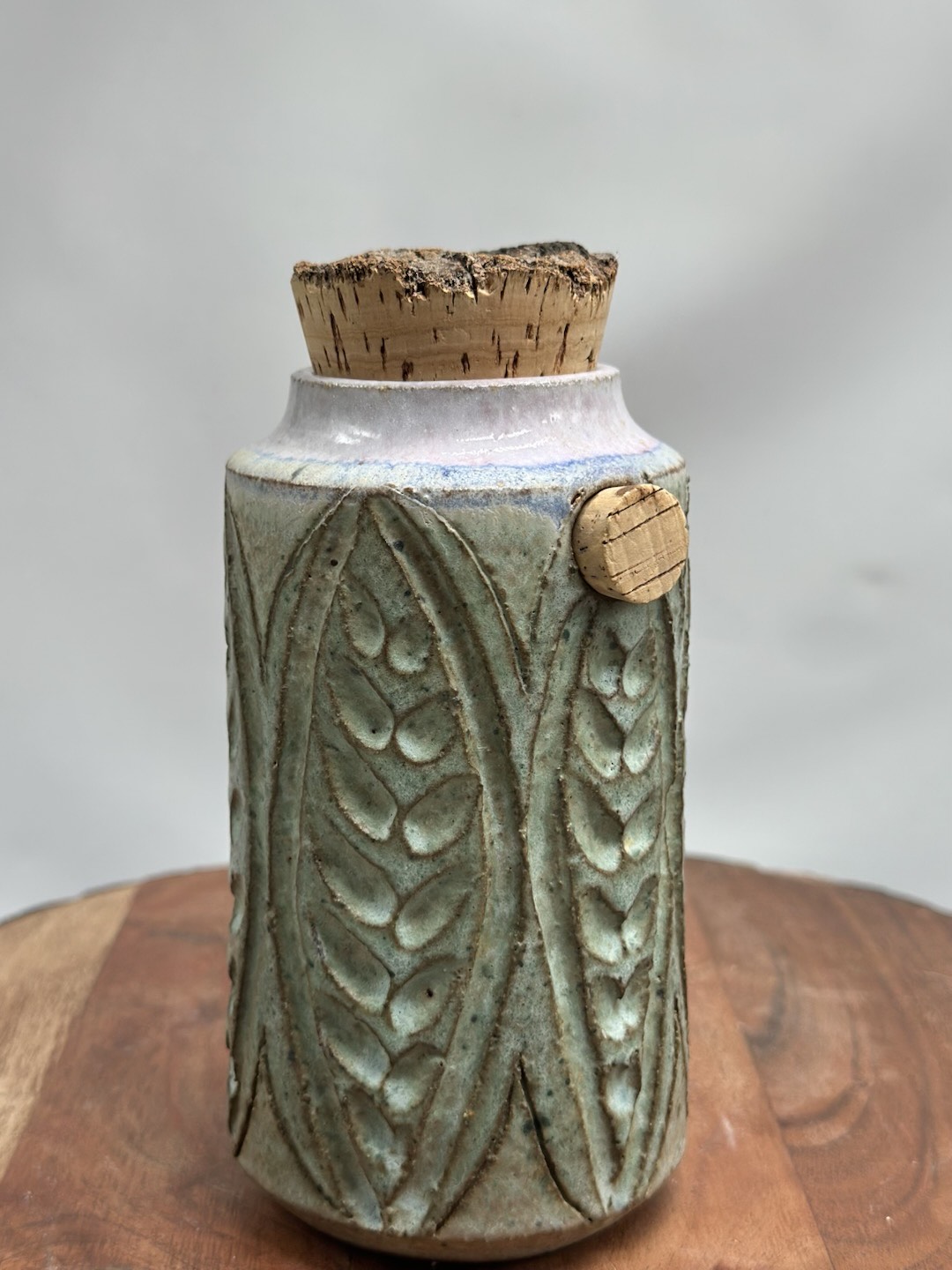 Art Pottery Signed Abstract Design Glaze Corked Jar Vessel Amazing ...