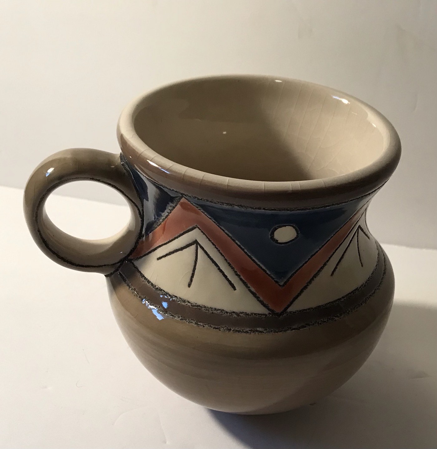 Vintage Artesa Ecuador Hand Painted Art Deco style Mug