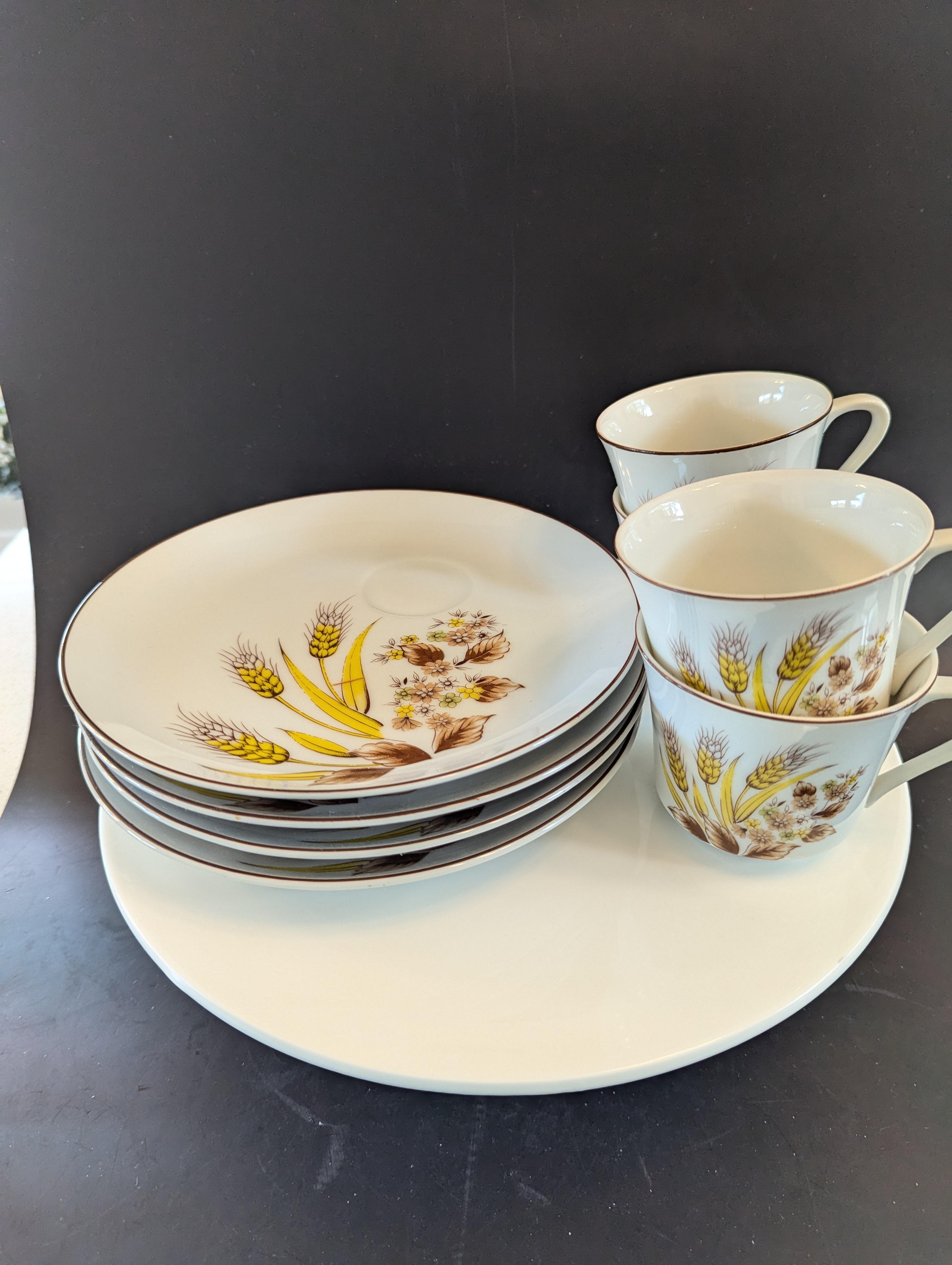Vintage Wheat Pattern Dinnerware Set, 8-Piece Ceramic Dish Set, New In ...