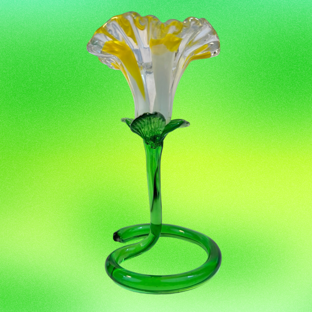 Hand Blown Art Glass Flower Votive