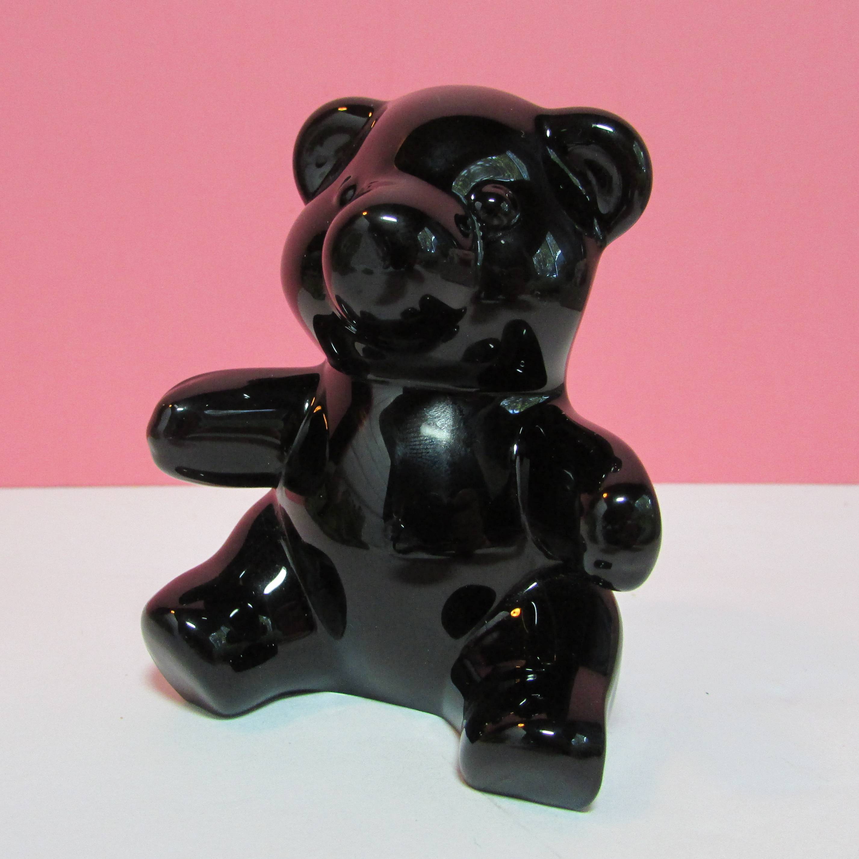 vintage black Oneida 24% lead crystal bear figurine paperweight