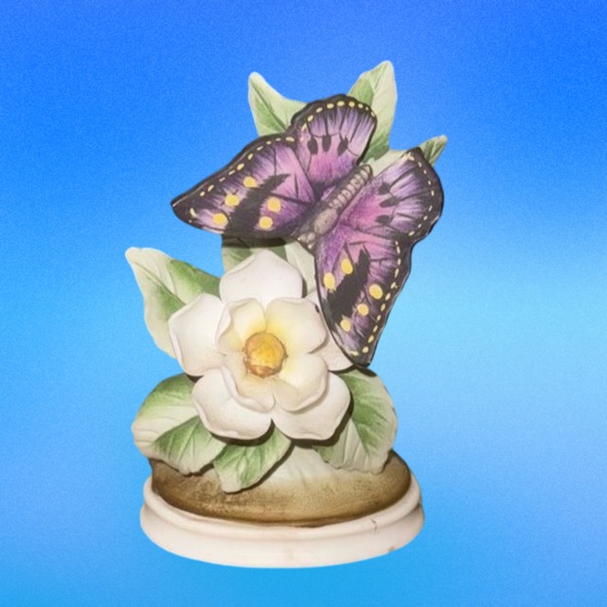 Vintage Lefton Japan Flower and Butterfly Figurine, 4”