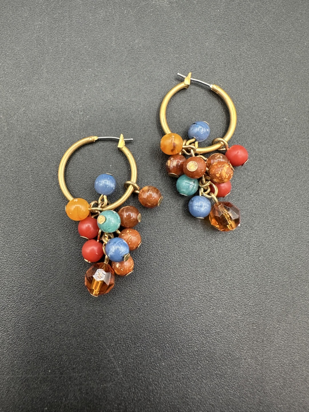 Fabulous Fruit loops Colored Beaded Cluster Hoop Pierced Earrings