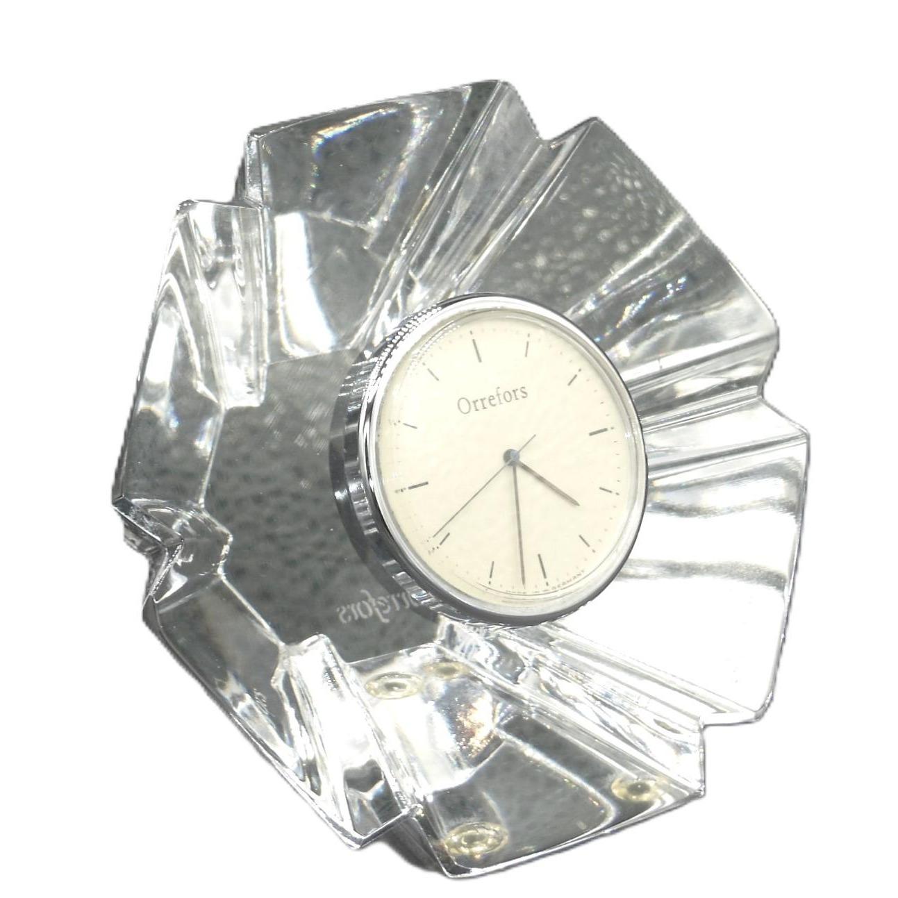 Vintage 1970s Orrefors Sweden, Crystal Quartz Desk Clock/Paperweight ...
