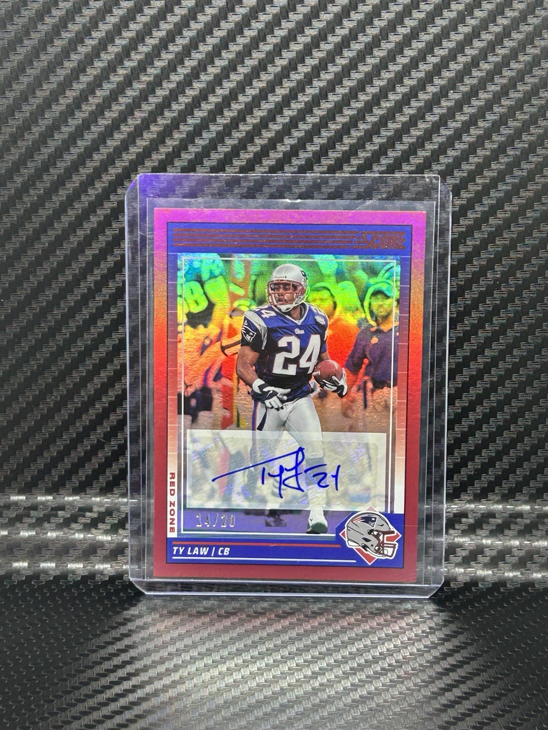 Ty Law 2024 Score Red Zone Auto /20 New England Patriots