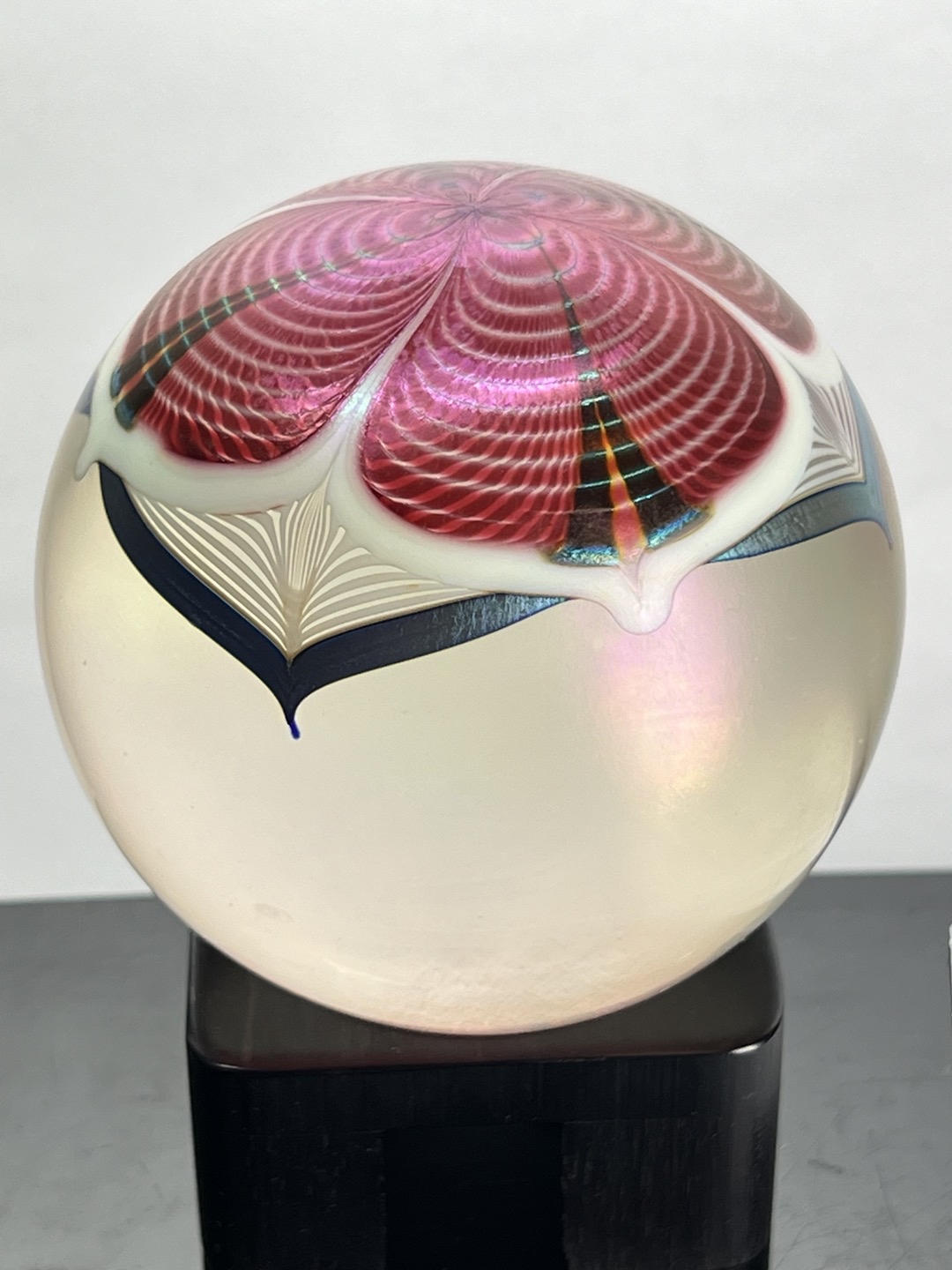 #48 - Large Stuart Abelman Pulled Feather Glass Paperweight