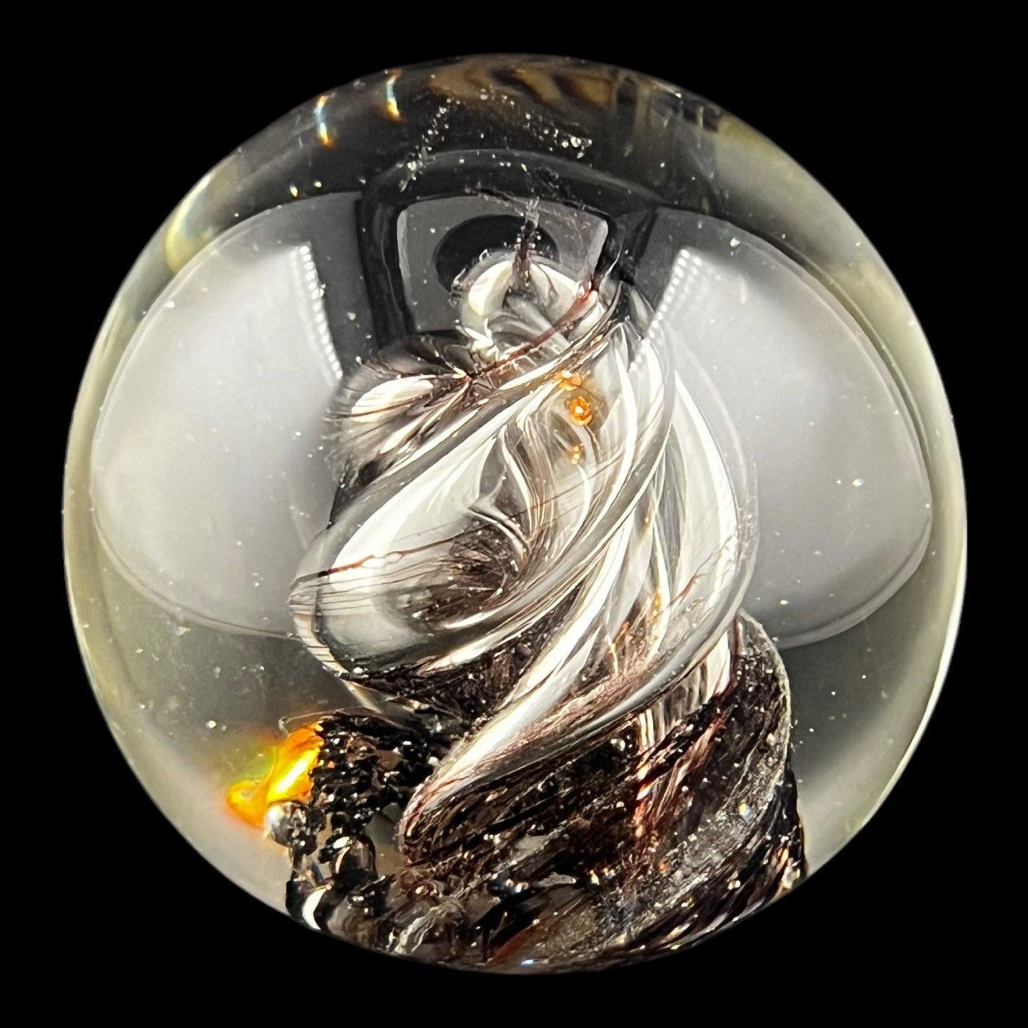 Purple Swirl Bubble Twist Glass Paperweight 3.5”