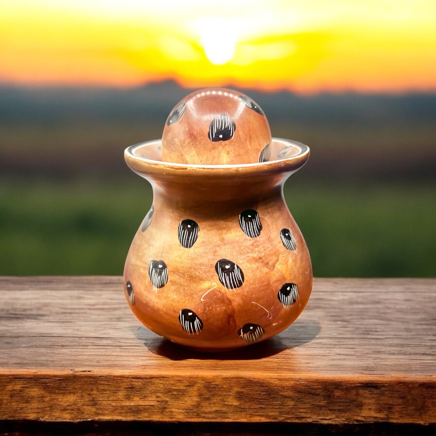 African Stone Carving Bottle