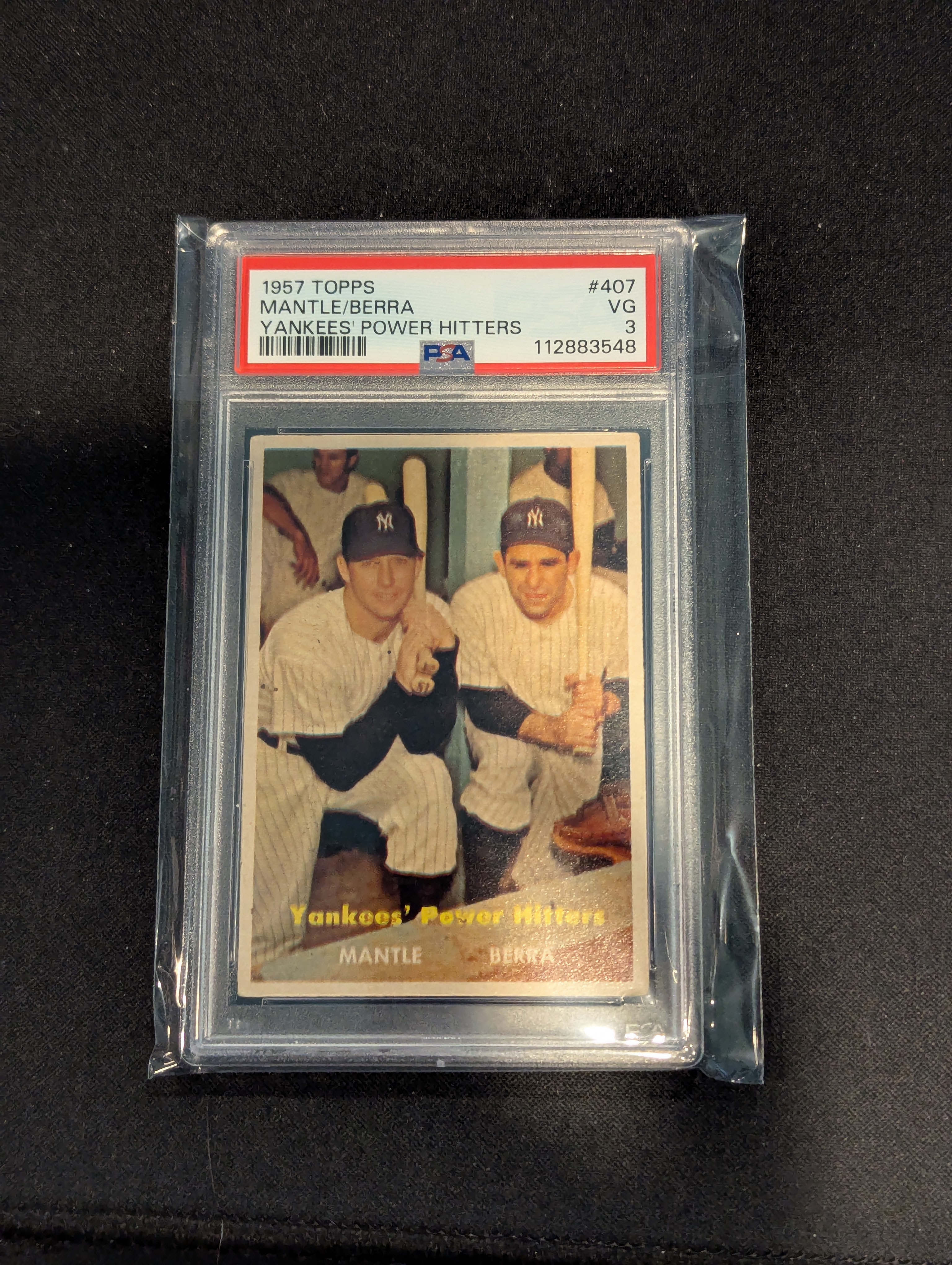 1957 Topps #407 Power Hitters Mickey Mantle / Yogi Berra PSA 3 - New ...