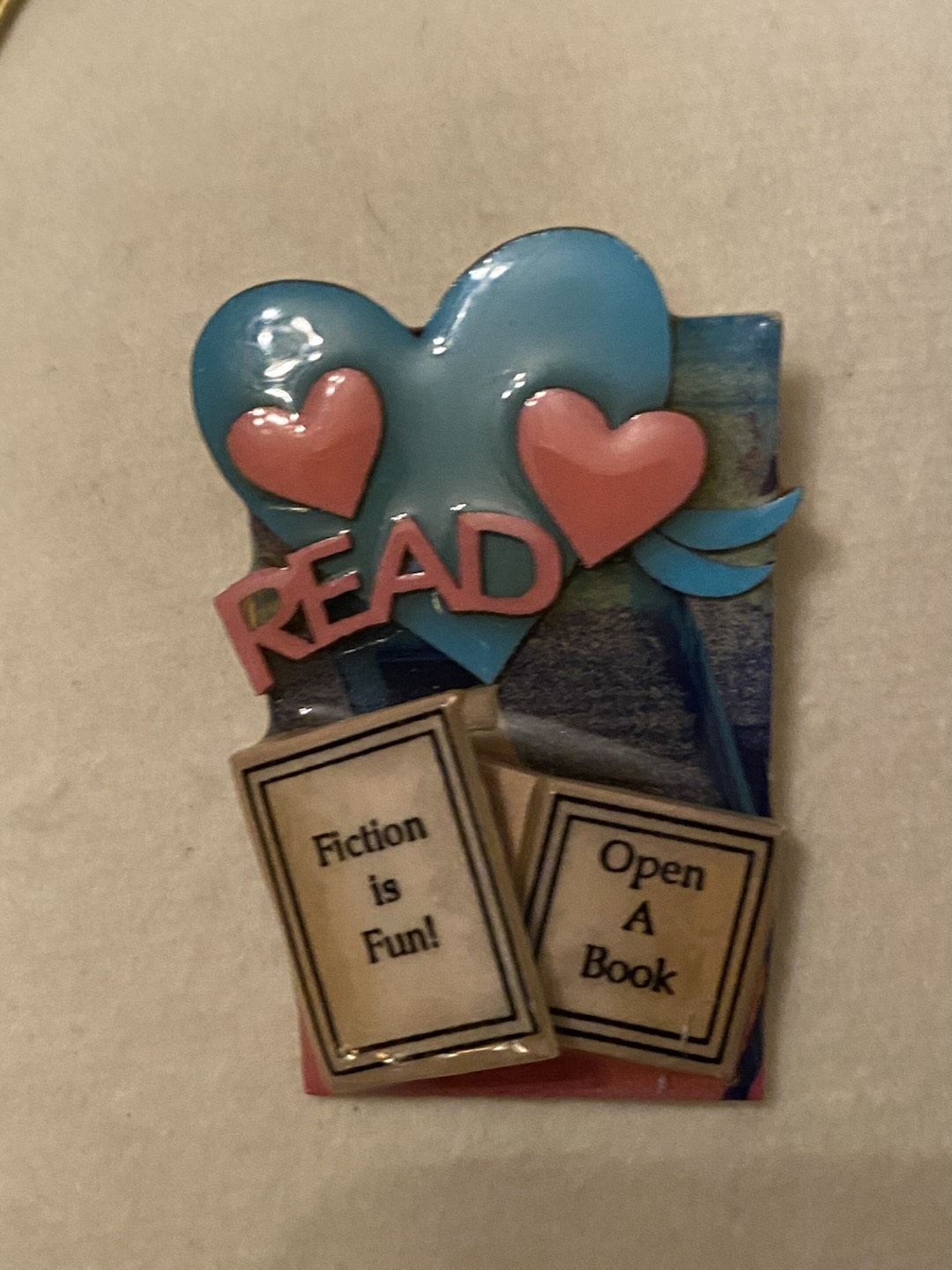 BOOK PINS by LUCINDA Pin - READ With Turquoise And Red Hearts And ...