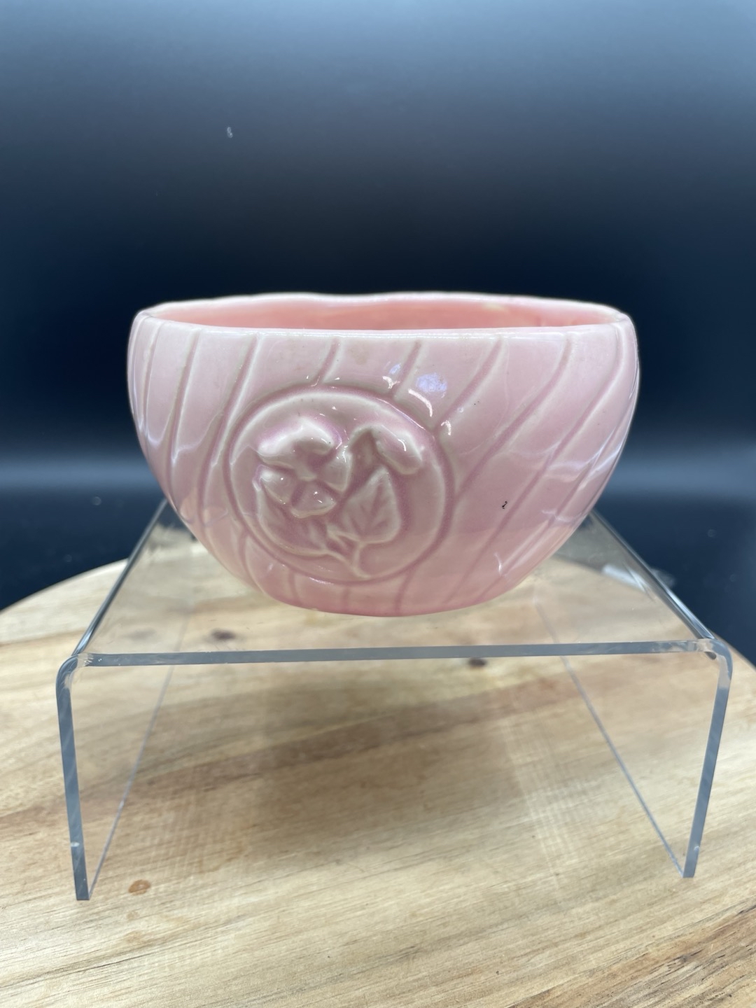 Vintage Brush Pottery USA Floral Swirl Planter/bowl