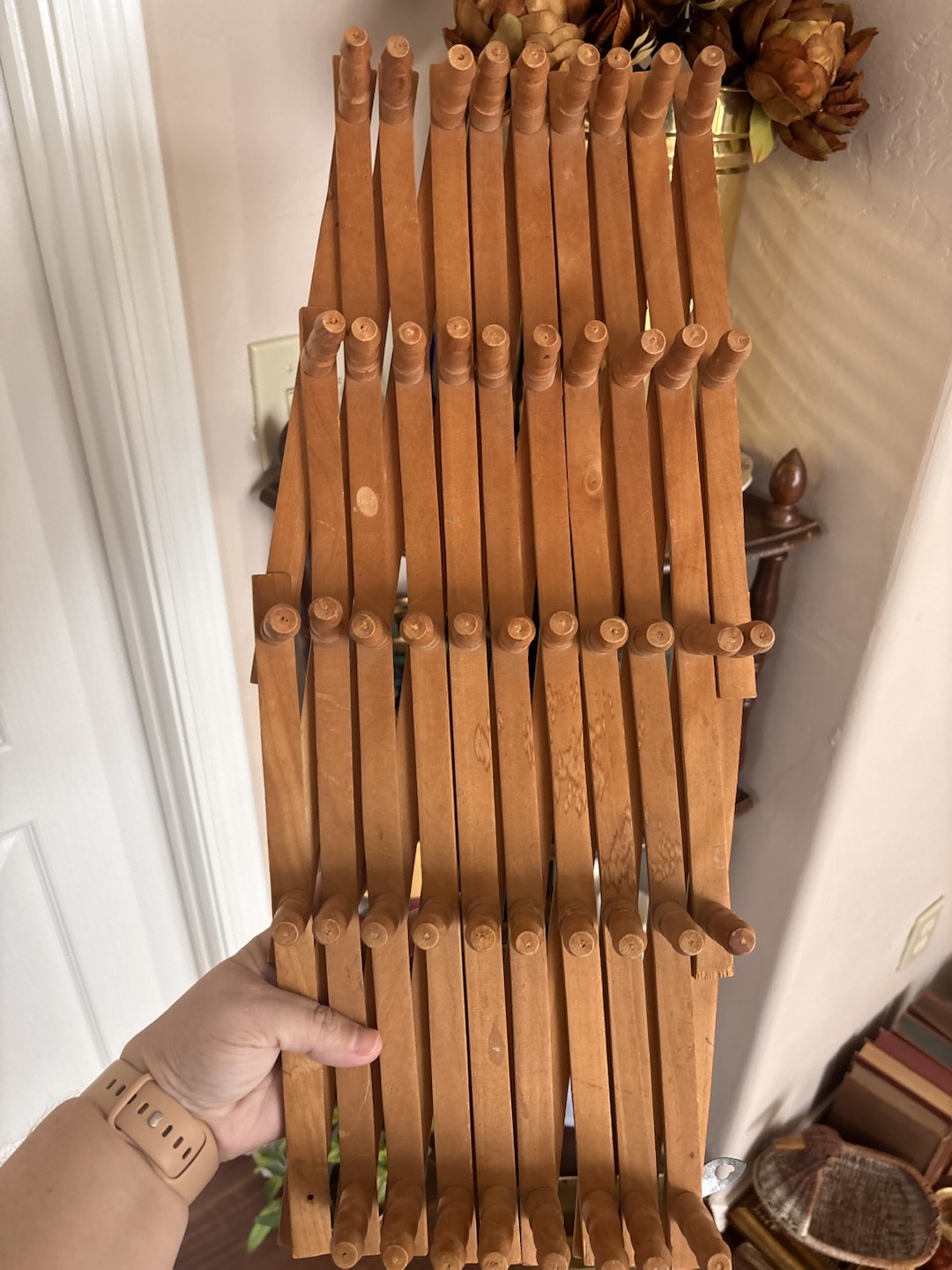 Vintage Large Wooden Peg Rack