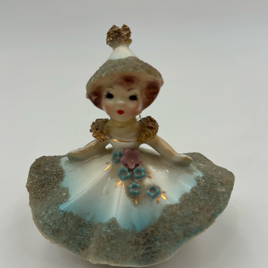 16. Vintage Joseph Originals, Girl, Figurine, Black Eyes, Mica, Glitter ...