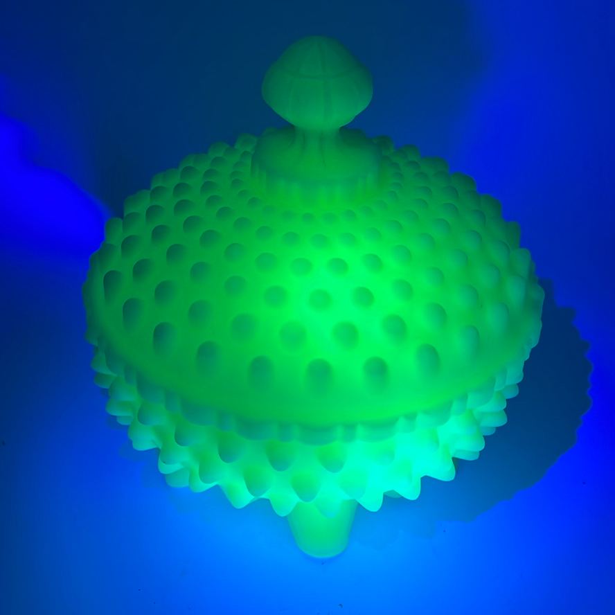 Fenton Custard Hobnail Glow Candy Dish
