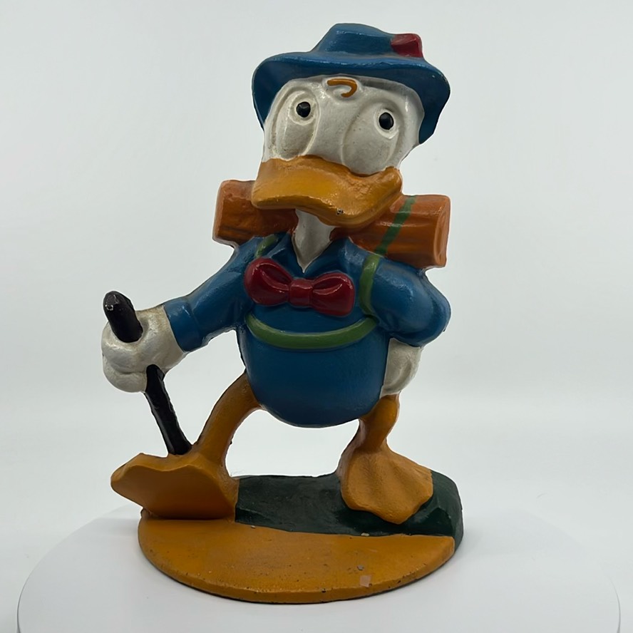 Painted Donald Duck Cast Iron Vintage Door Stop 9H 6.25W