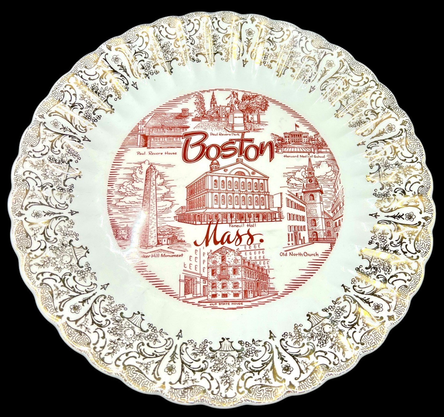 Vintage Boston Massachusetts Souvenir Plate Monuments Paul Revere ...