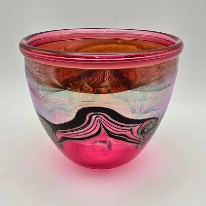 Marc S. Boutte 4" Iridescent Hand-Blown Art Glass Bowl