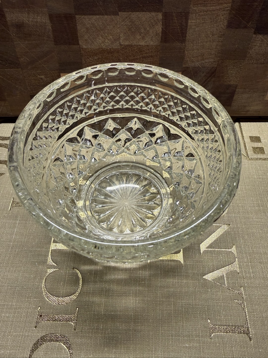Vintage Anchor Hocking Wexford Diamond Pattern Open Sugar Bowl