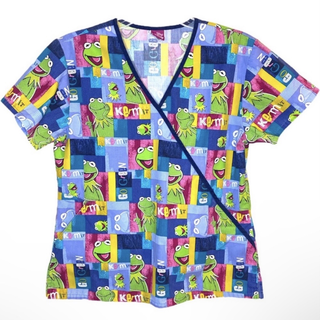 The Wonderful World of Disney Kermit the Frog The Muppets Scrub Top Size XS