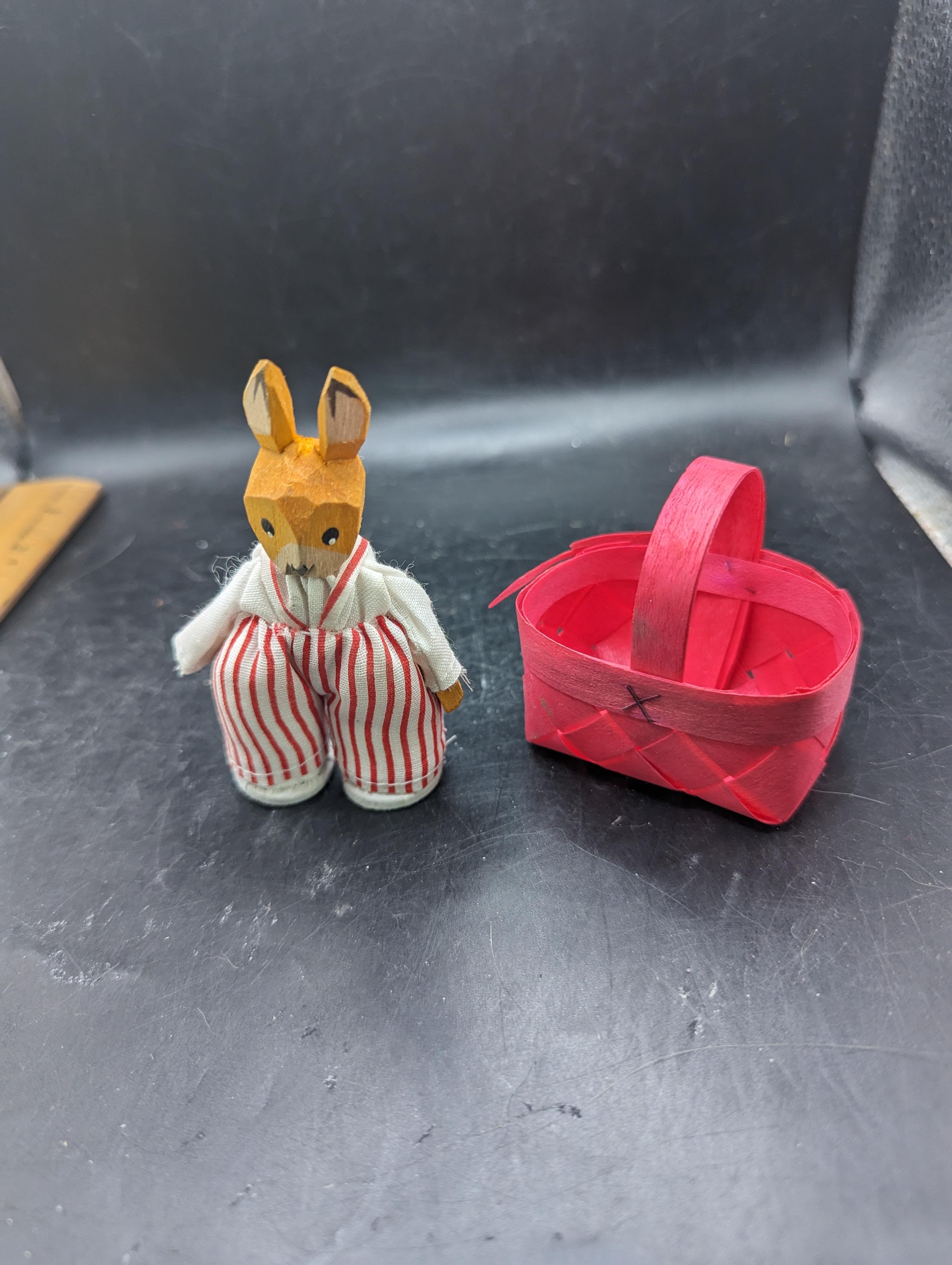 Vintage Hand-carved Wooden Bunny Figurine by German Designer Lotte ...