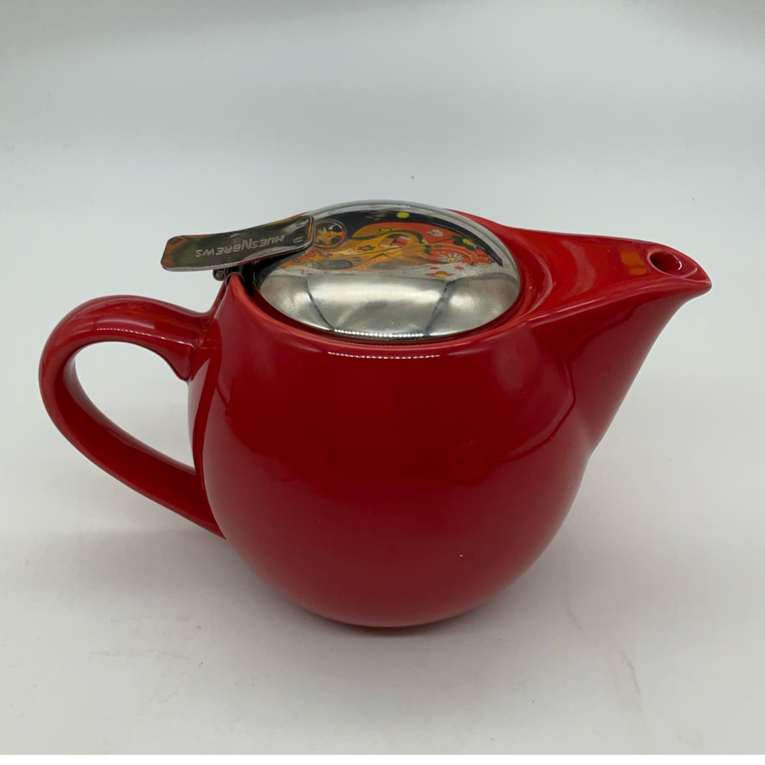 Vintage Red And Retro Hues And Brews Ceramic Single Serving Tea Pot ...
