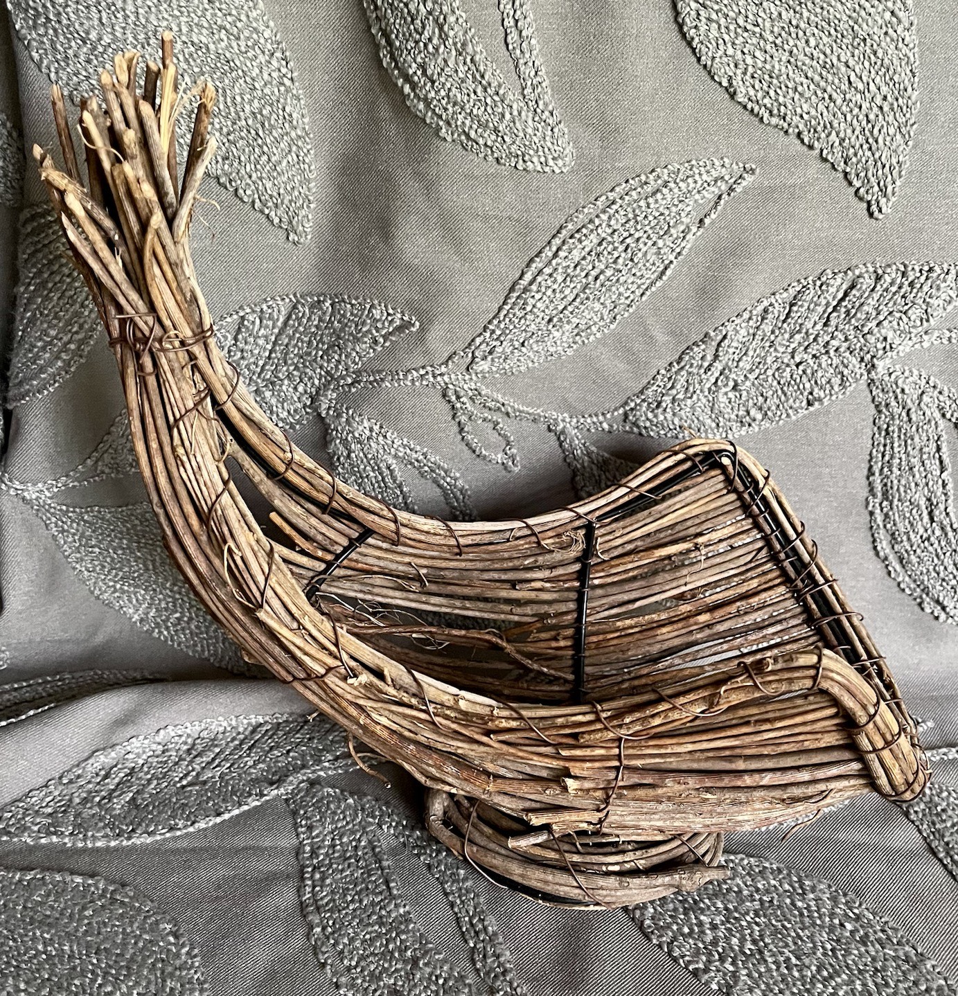 Grapevine & Wire Cornucopia Basket Harvest Holiday Fruit Nuts ...