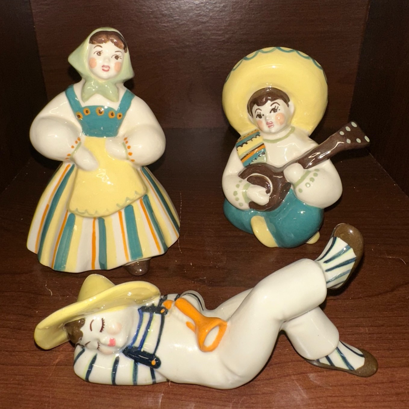 Vintage Hand Painted Ceramic Arts Studio 3 Pc Figurine Set Sleeping ...