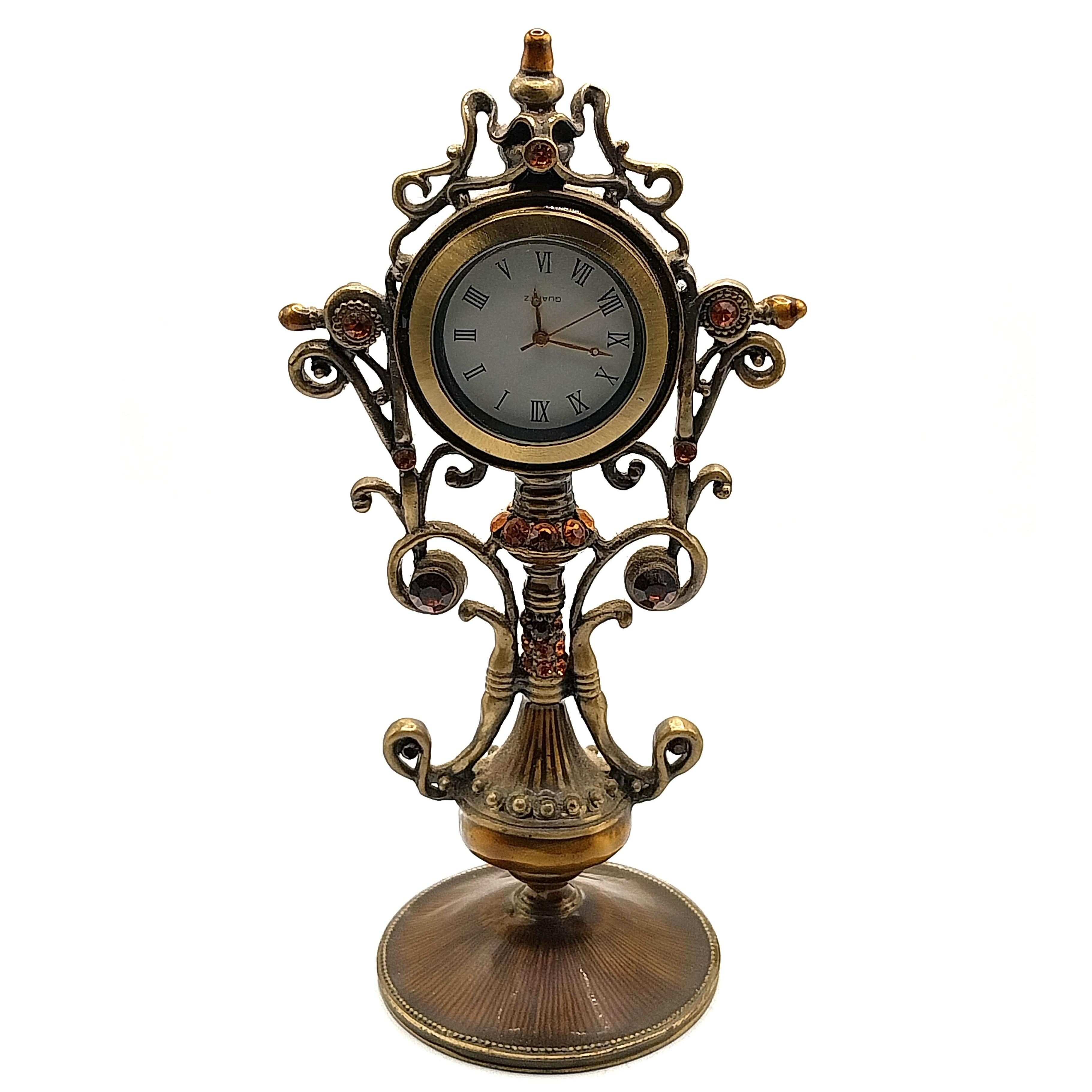 Vintage Cast Brass, Crystals & Enameled Art Nouveau Style Shelf / Desk ...