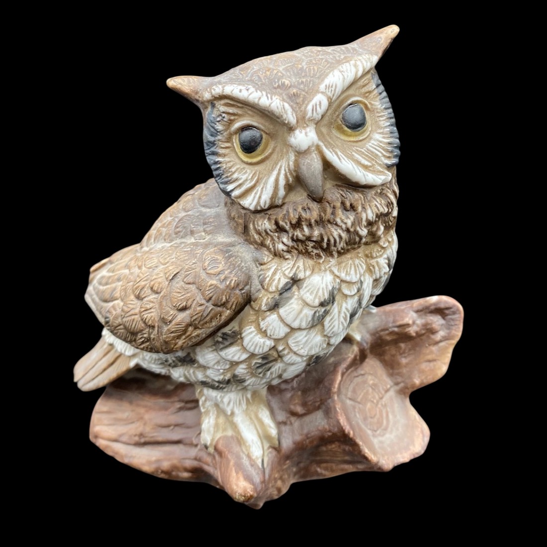 Vintage Porcelain Great Horned Owl, HomCo Figurine #1114, Hand-Painted