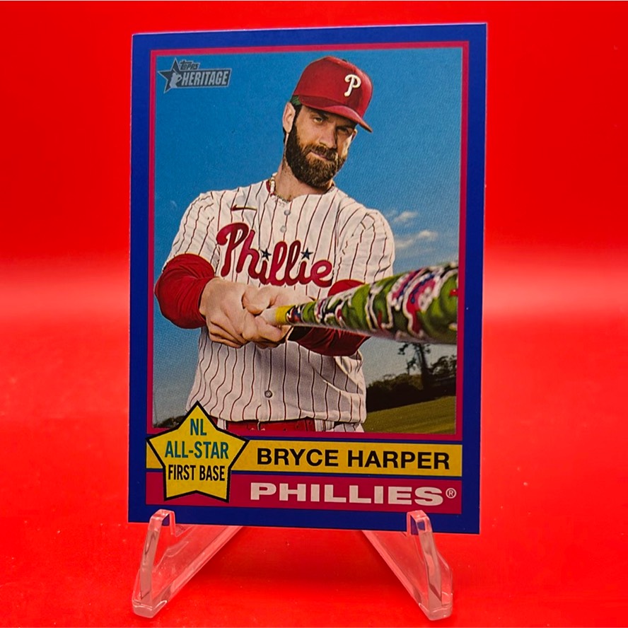 Bryce Harper 2025 Topps Heritage Dark Blue Border Philadelphia Phillies