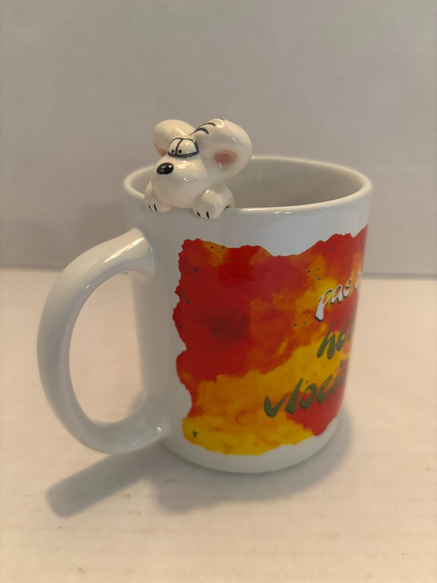 Original DIDDL Mug with Mouse Hanging on Side German "Watch Out Hot Liquid"
