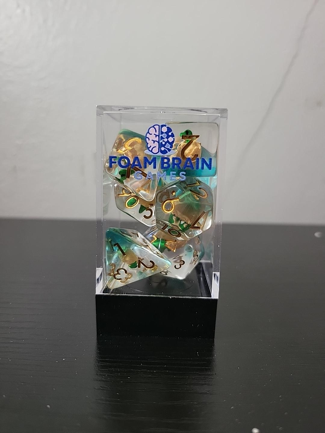 Foam Brain Games Gaming Dice Set Green Dragon Hatchlings NIP