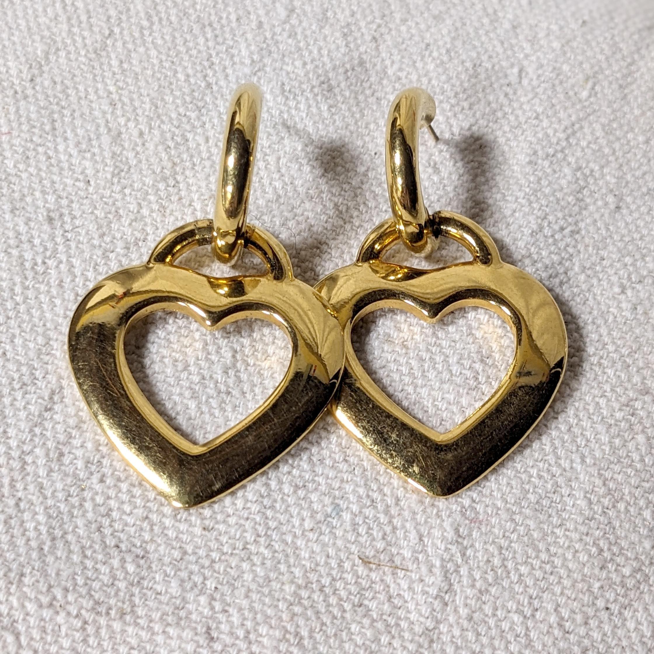 Goldtone Half Hoops with Hearts