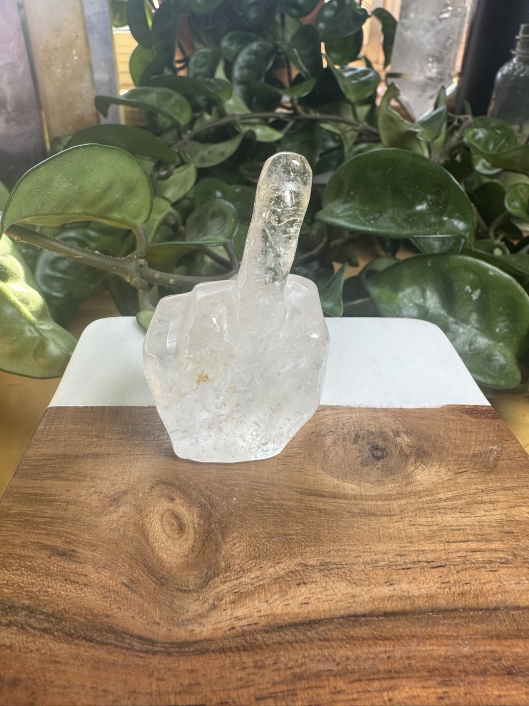 Clear Quartz Middle Finger