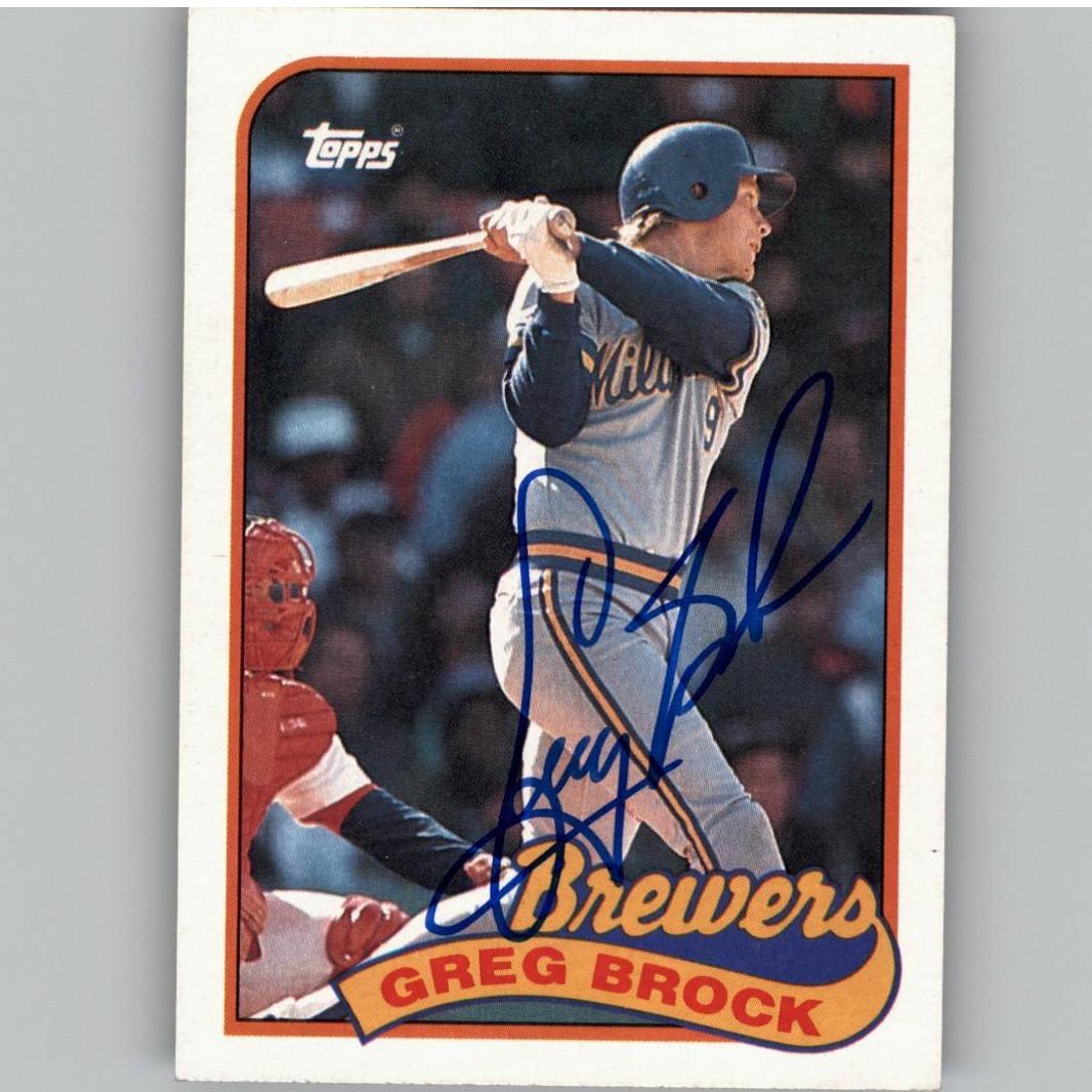 Greg Brock Signed Milwaukee Brewers 1989 Topps Baseball Card #517
