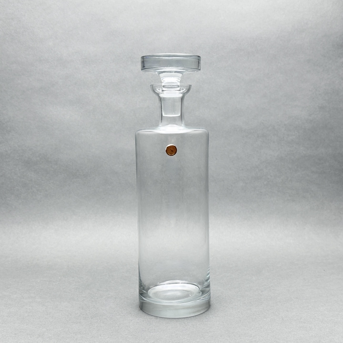 Vintage Minimalist Cylindrical Glass Decanter With Disk Shaped Stopper ...