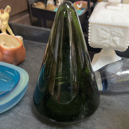 Green Glass Cone Christmas Tree