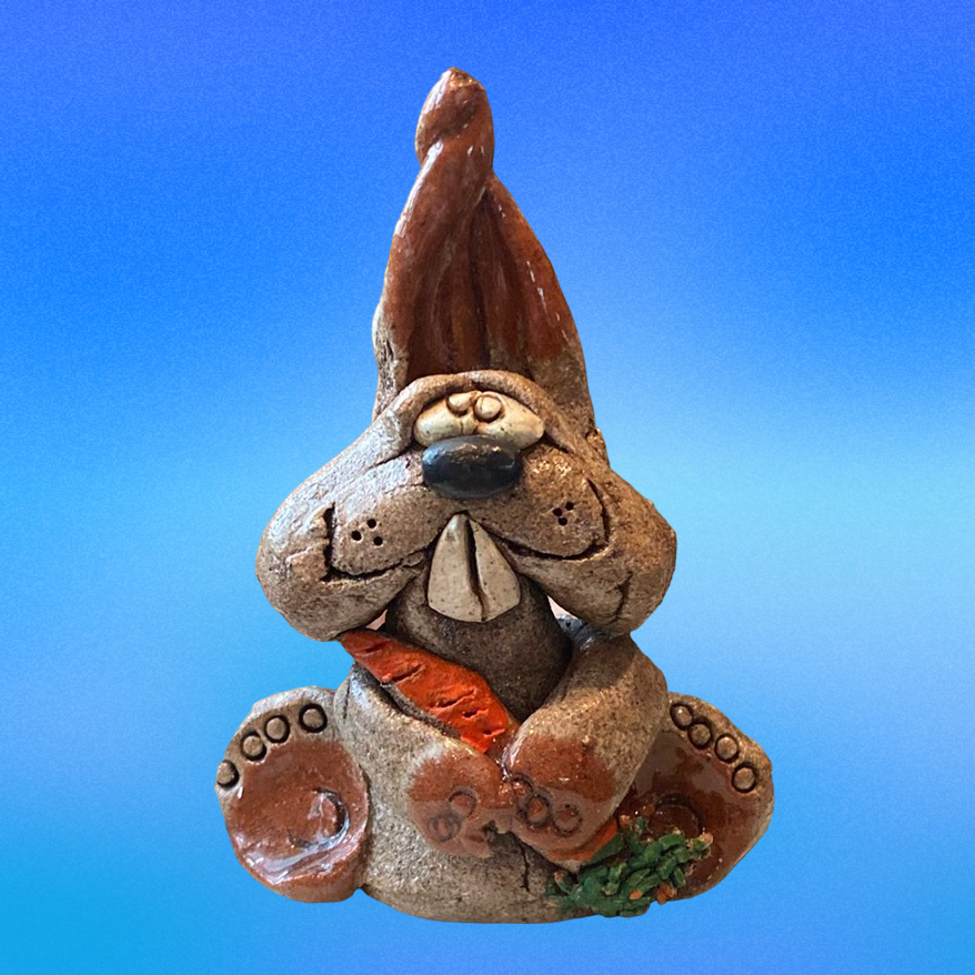 Super Derpy Hand Sculpted Clay Bunny with Carrot and Big Teeth, Artist ...