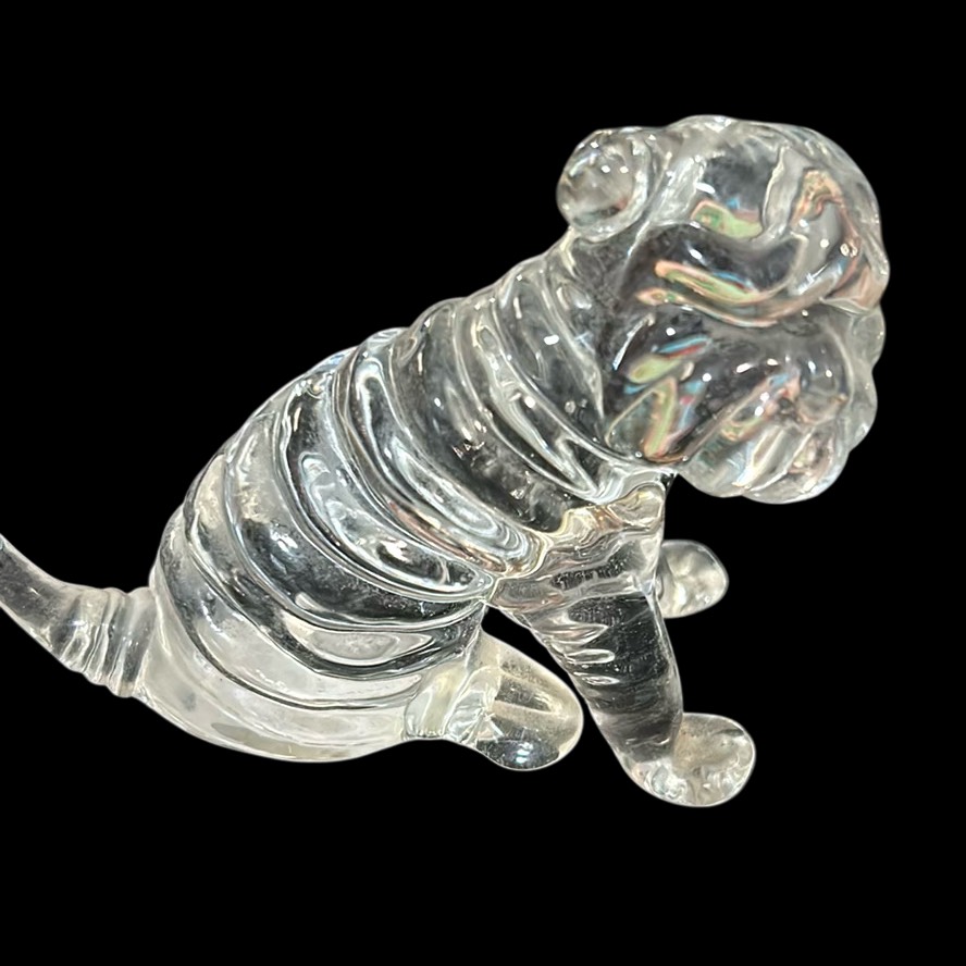 Vintage clear, glass puppy dog