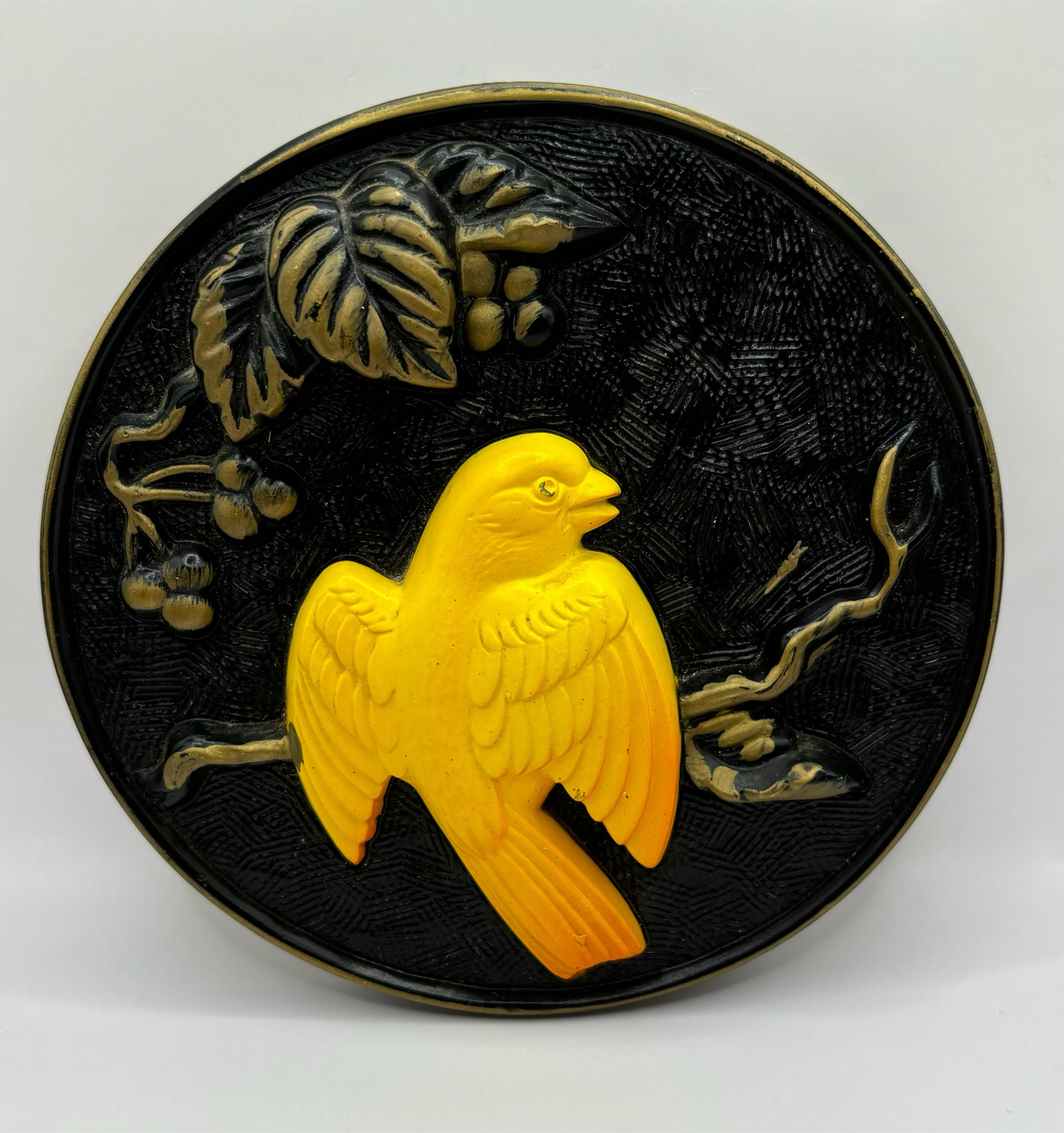 Vintage Miller Studio Chalkware Canary Wall Plaque Made in 1968
