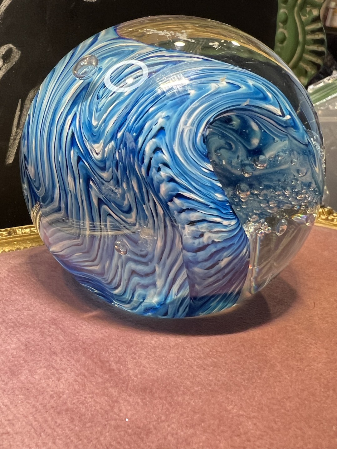Blue Swirl Paperweight ! Stunning.