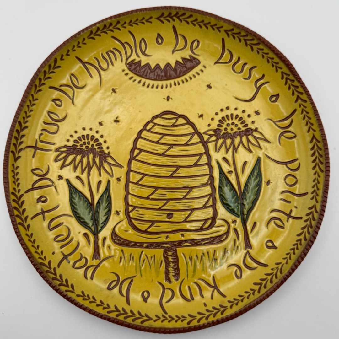 Vintage Bee Tree Pottery Plate Signed Thomas Wintcz 8.5”