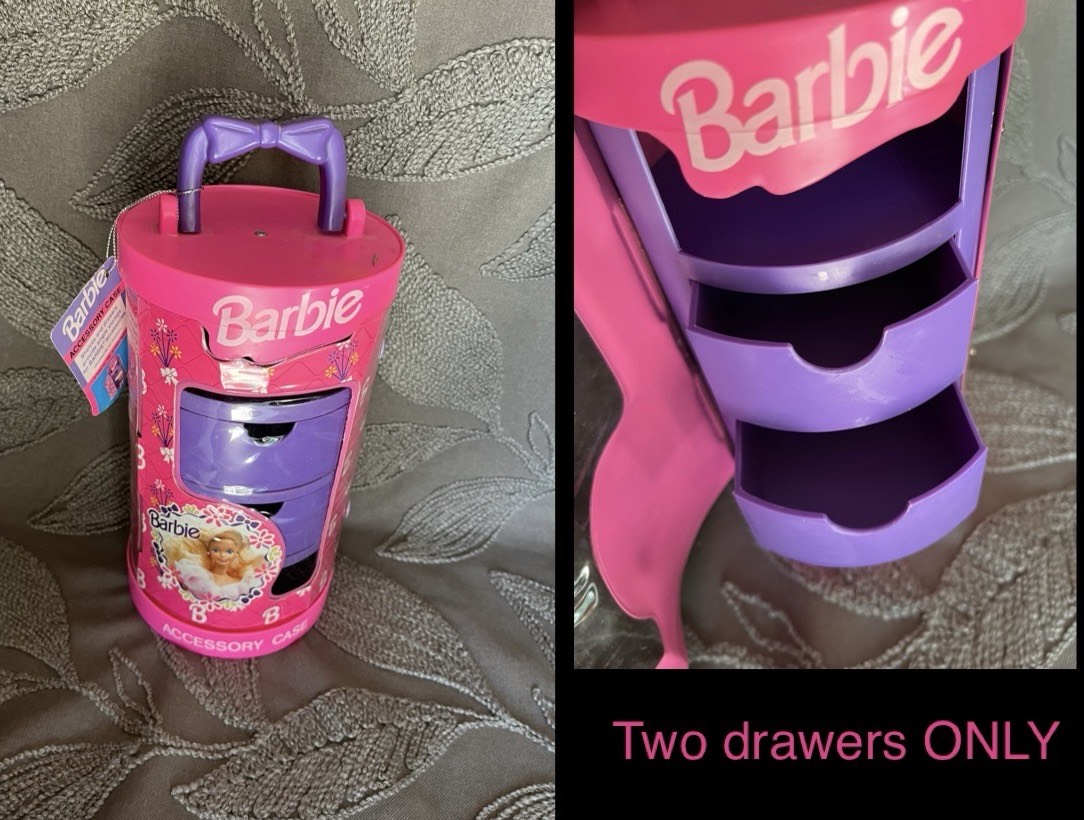 Barbie Round Accessory Case TWO Drawers ONLY Storage Closet Pink Purple ...