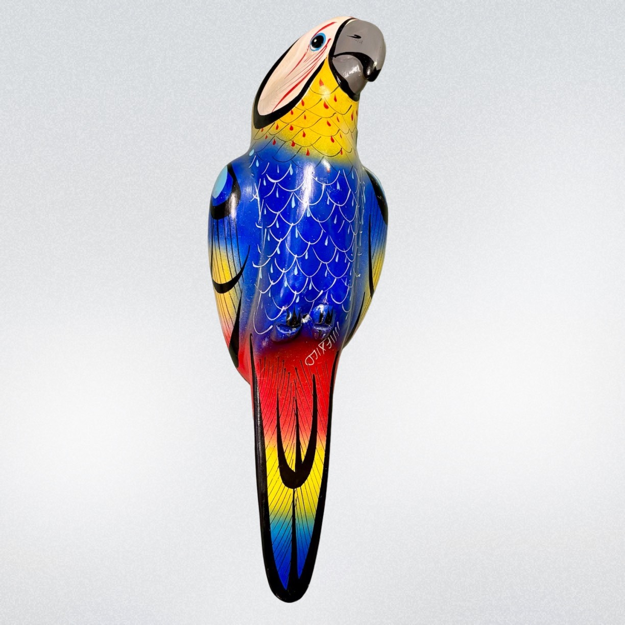 Large Mexican Painted Ceramic Macaw Parrot 15”