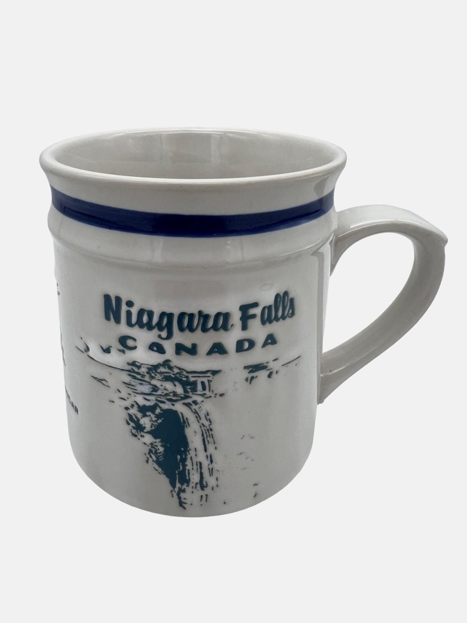Niagara Falls Canada Souvenir Ceramic Mug Sical White & Blue Landmarks ...