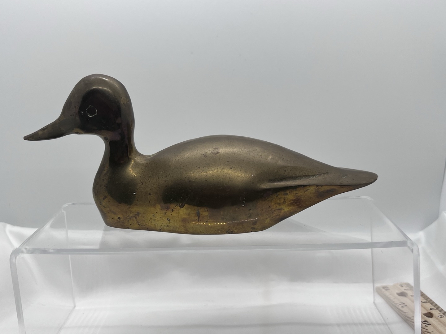 #2065B Beautiful Vintage Solid Brass Duck 8 1/2 x 3 x 3 1/2" Unlabeled