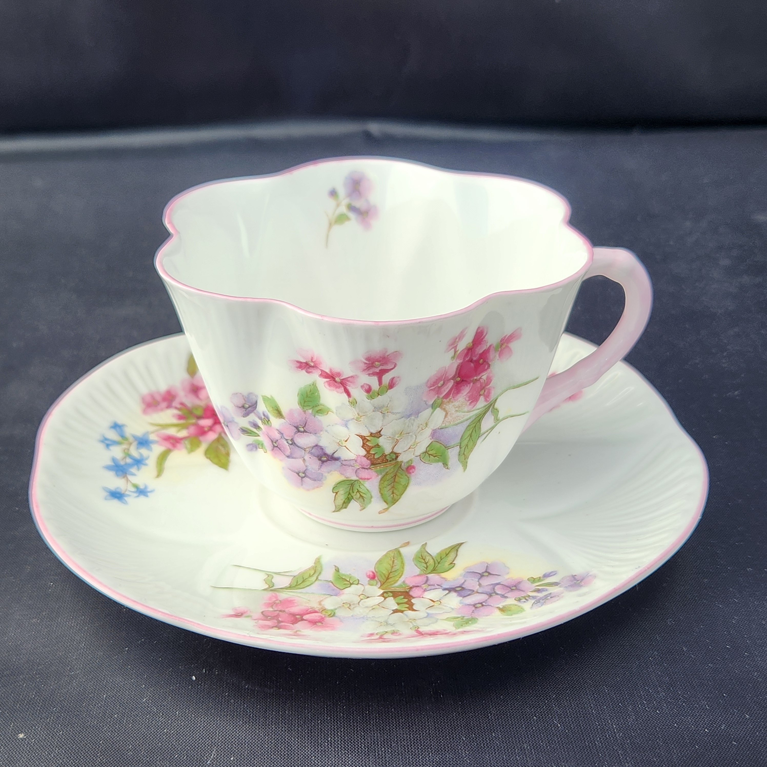 Stocks Pattern Tea Cup Dainty Shape by Shelley Bone China Pink Spring ...