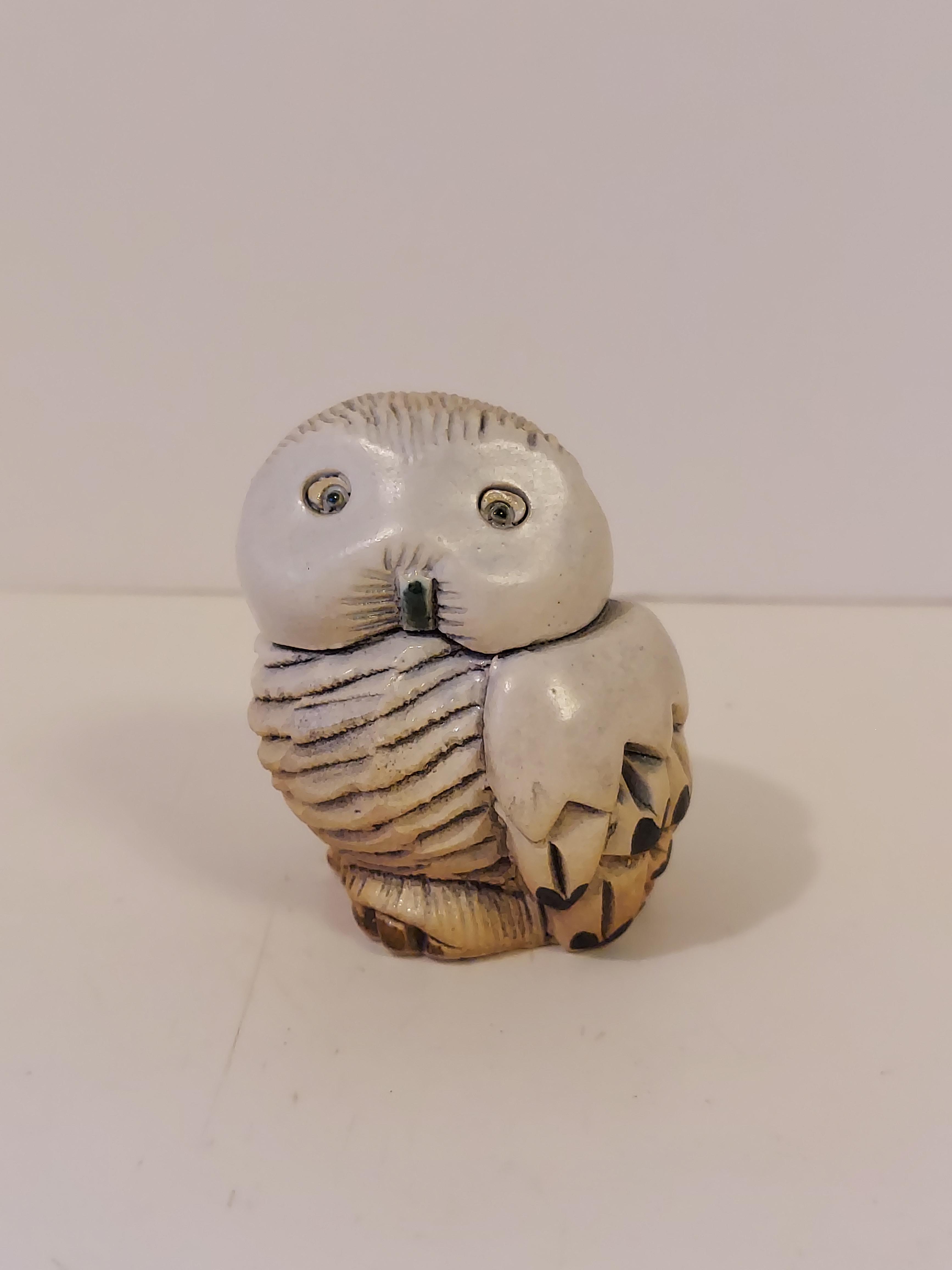Artesania Rinconada Snowy Owl Handmade Ceramic Figurine Uruguay