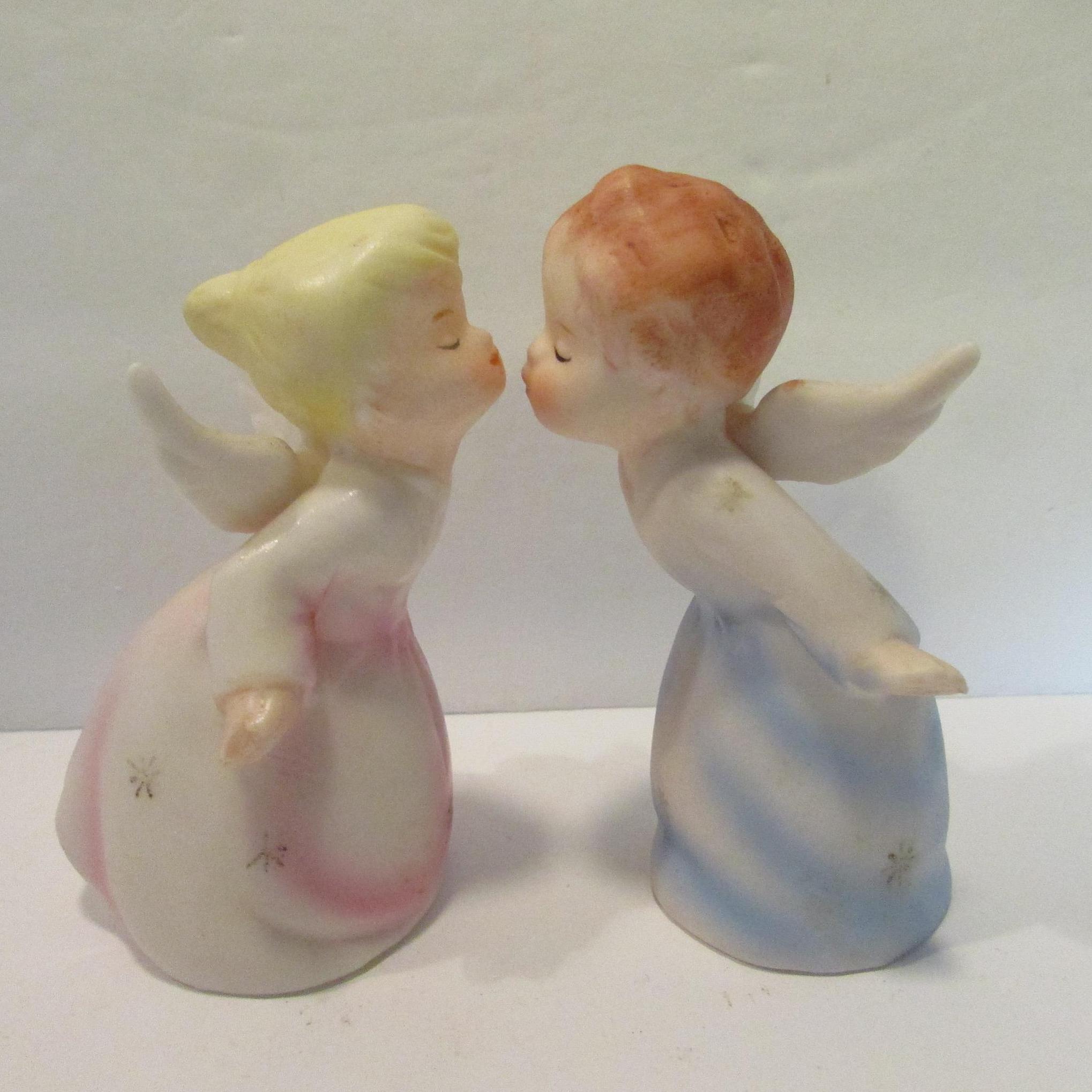vintage Schmid Brothers kissing angel couple pink and blue atomic star ...